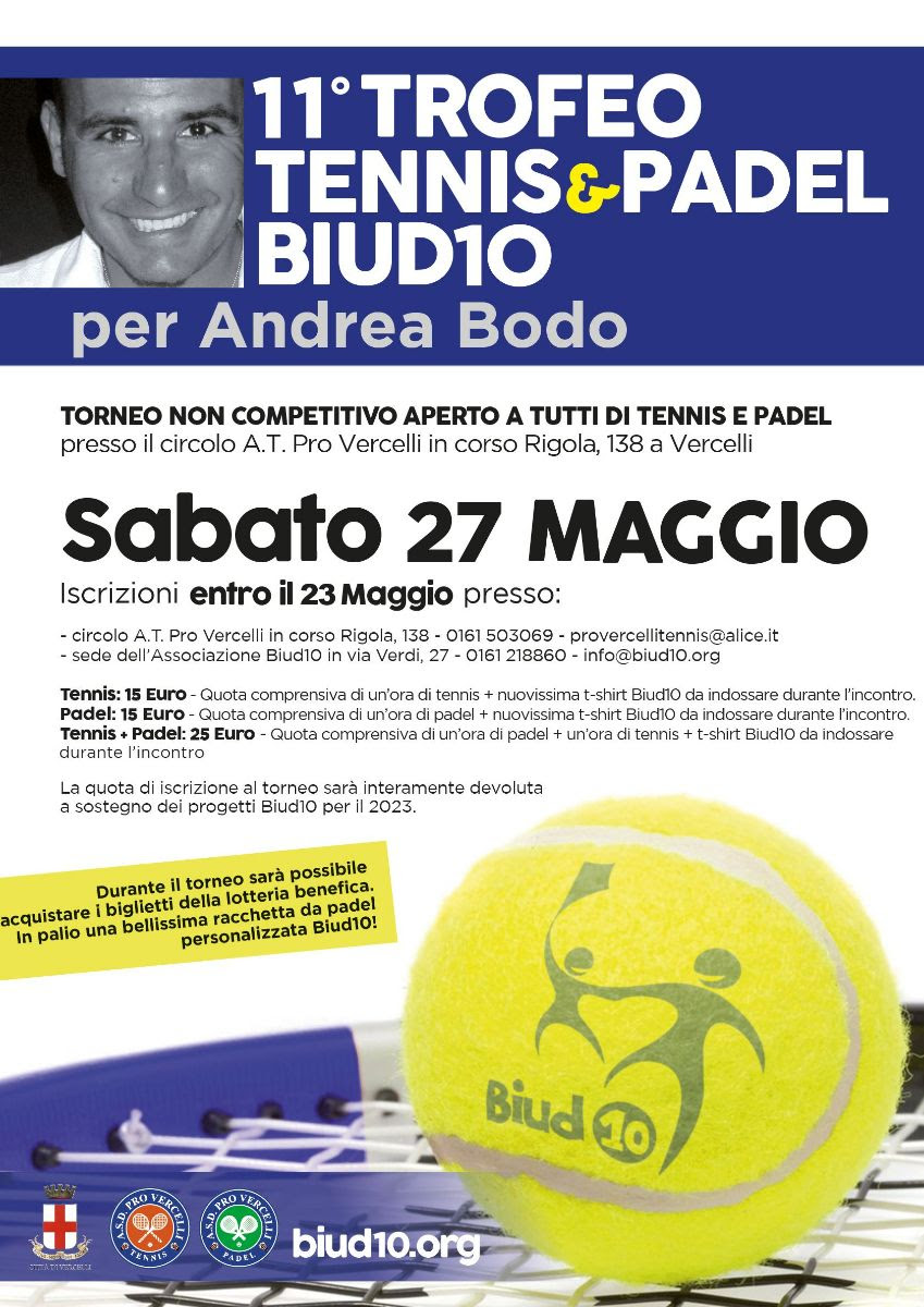 Giochiamo a tennis (e padel) ricordando Andrea Bodo - Prima Vercelli