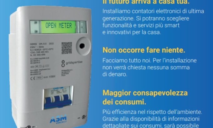 In arrivo 30.000 nuovi contatori elettrici smart - Prima Vercelli In arrivo 30.000 nuovi contatori elettrici smart - Prima Vercelli